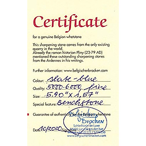 BLUE BELGIAN WHETSTONE original 5,90x1,57in I Grinding stone for knives & tools I Sharpening stone for extra fine grinding effective & highest precision I Incl. slurry stone I Grain 5000-6000