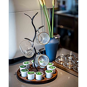 SASIDO Coffee Mug Tree and K Cup Holder, Coffee Cup Holder for Counter, Coffee Pod Holder with MugStorage Rack, Coffee Bar Decor Accessory & Kitchen Organizer, Gift for Coffee Lover, Black