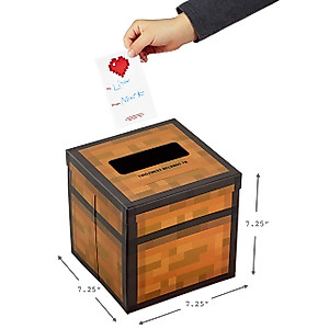 Hallmark Valentines Day Cards for Kids and Mailbox for Classroom Exchange, Minecraft (1 Box, 32 Valentine Cards, 35 Stickers, 1 Teacher Card)