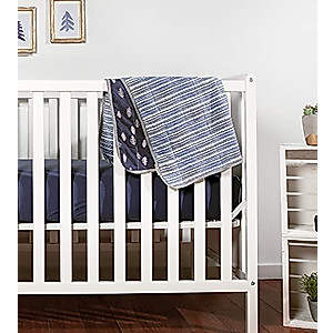 Burts Bees Baby Infant Reversible Blankets 100% Organic Cotton GOTS Certified - On The Road Prints with Quilting Pattern Soft Nursery Blanket with 100% Polyester Fill for Size 30 x 40 Inch