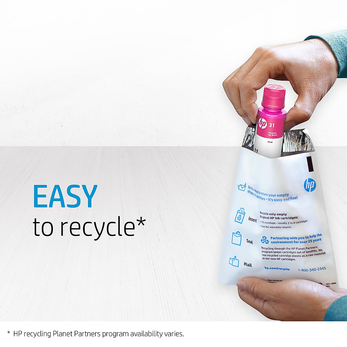 HP 31 | Ink Bottle | Yellow |Up to 8,000 pages per bottle|Works with HP Smart Tank Plus 651 and HP Smart Tank Plus 551 | 1VU28AN