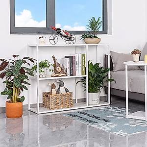 HDANI Console Table, Narrow Entryway Table, 3 Tier Metal Hallway Table, 9.8''Dx31.5''Wx29.7''H(White)