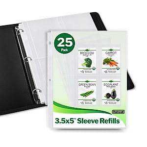 Dunwell Photo Album Refill Pages - (3.5x5, 25 Pack), for 200 Pictures, 3-Ring Binder Photo Pockets, Each 4-Pocket Photo Page Holds 8 Pictures, 3.5 x 5 Photo Protectors or 3.25x5.25 Seed Binder