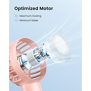 Gaiatop Mini Portable Fan, 3 Speed Powerful Handheld Fan, 2000mAh Battery Operated Cute Design Personal Small Fan, USB Rechargeable Makeup Eyelash Hand Fan Travel Essentials for Women Girls Pink