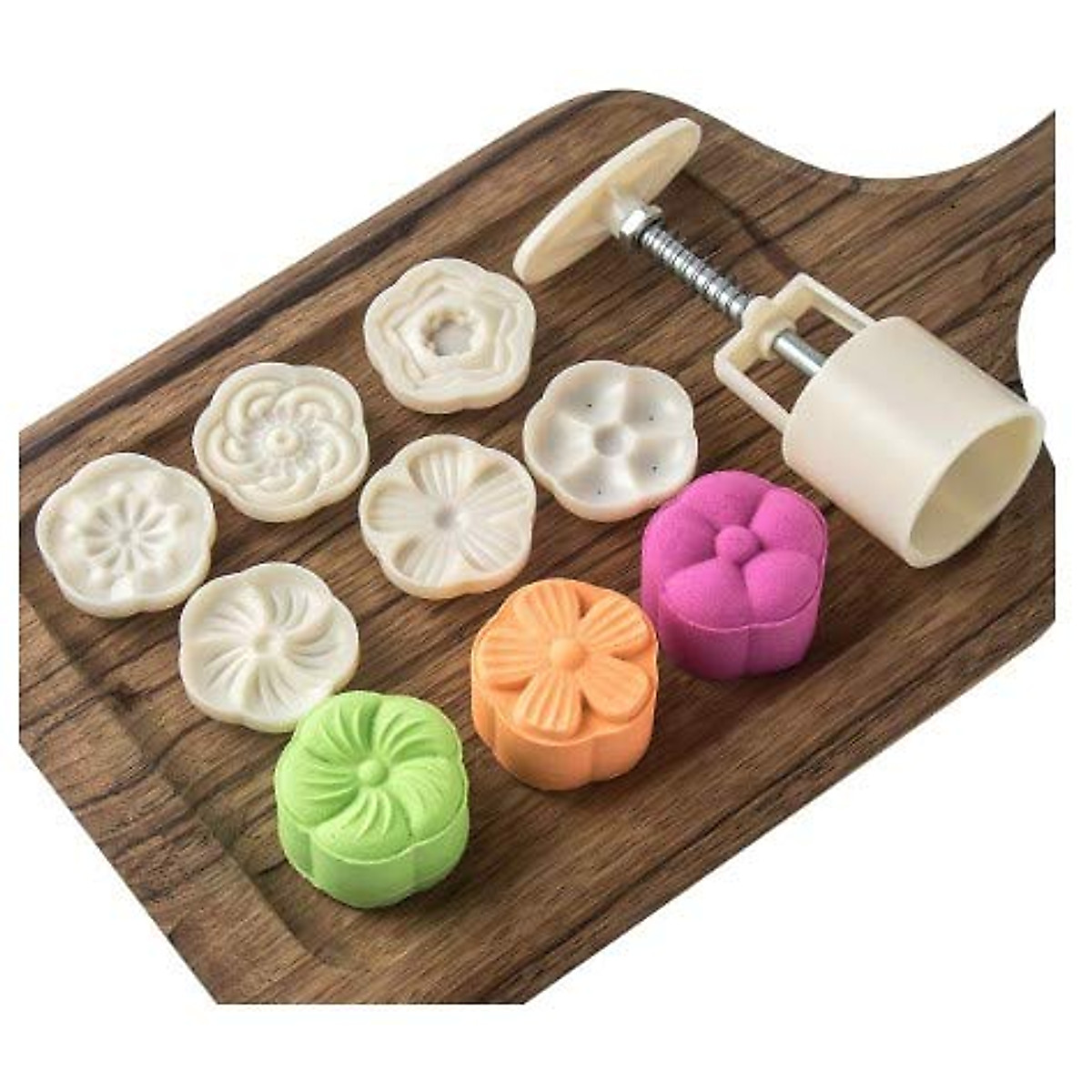 Dadam Cookie Press Mid-Autumn Festival Hand-Pressure Moon Cake Mould with 6 Pcs Mode Pattern for 1 Sets - 50g Cookie Stamp Mooncake Mold Set - Cookie Stamps DIY Decoration Press Cake Cutter