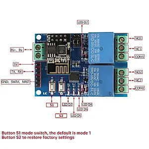 5V ESP8266 Dual Channel Relay Module IOT Smart Home Phone APP Remote Switch with 100M Distance
