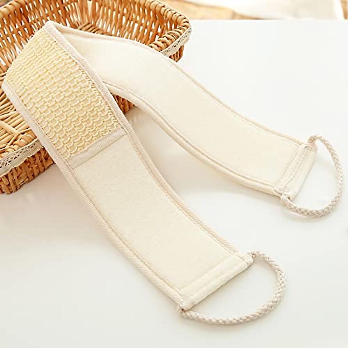 Exfoliating Back Scrubber for Shower, Bath Shower Scrubber for Men and Women, Dual Side Handle Body Washer, Exfoliating Texture Scrubbing Pad, Body Scrubber to Deep Clean Relax Your Body Beige