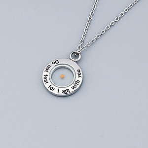 WUSUANED Mustard Seed Faith Necklace Seed Charm with Bible Verse Inscription Christian Pendant Religious Jewelry Inspirational Christian Gift for Women (Do not fear necklace)