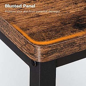 HOOBRO Bar Stools, Set of 2 Bar Chairs, 23.6 Inch Saddle Stools, Kitchen Counter Stools with Footrests, Industrial Stools for Dining Room, Kitchen, Counter, Bar, Rustic Brown and Black BF02MD01