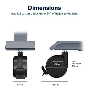 Vari Caster Wheels for Electric Standind Desk, Easy Installation and 360-Degree Movement (Set of 4)