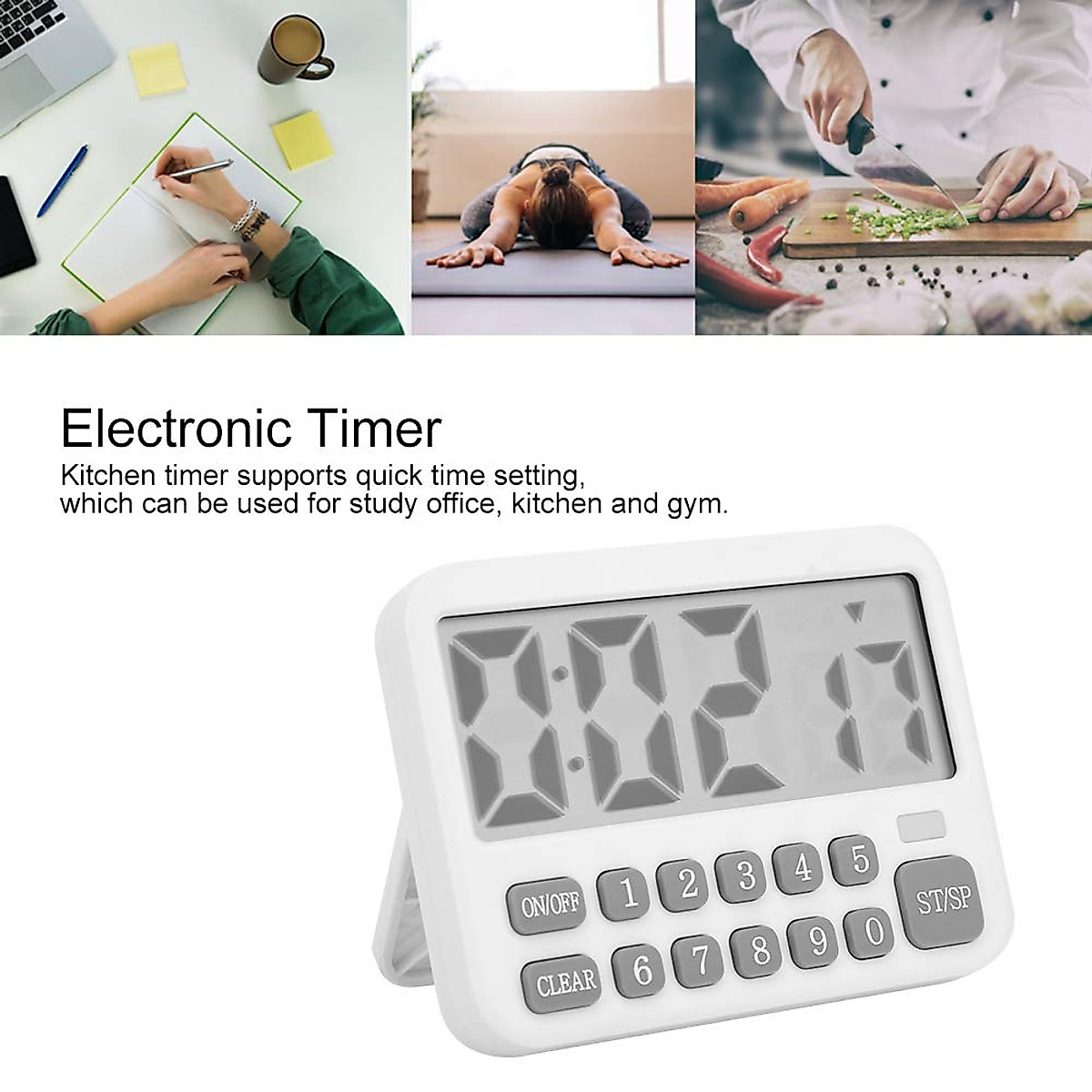 Kitchen Timer, Large Screen Digital Electronic Movement Timer, Portable Kitchen Time Reminder Timer for Study Office, Kitchen, Gym
