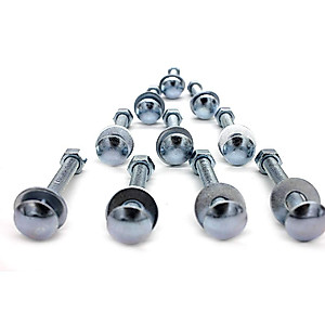 (10 pc) 5/16-18 x 1-1/2" Long Square-Neck Carriage Bolts Set w/Nuts & Washers,Zinc-Plated,Carbon Steel Grade 2,by Fullerkreg