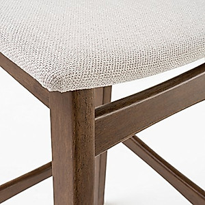 Christopher Knight Home Emmaline Fabric / Walnut Finish Bar Stools, 2-Pcs Set, Light Beige