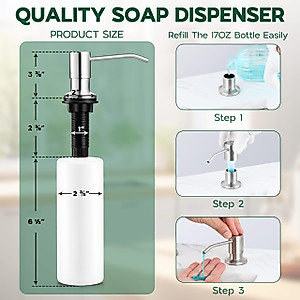 Onader Kitchen Faucet with Pull Down Sprayer Brushed Nickel Faucet with Soap Dispenser Stainless Steel Farmhouse RV Kitchen Sink Faucets