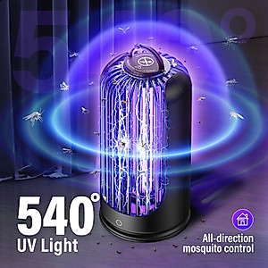 Elechome Flying Insect Trap, Bug Zapper for Indoor Outdoor, Rechargeable Mosquito Zapper with 3600V High Powered, Electric Pest Control Insect Fly Zapper Can Attract Gnats, Mosquitoes, Flies, Moths