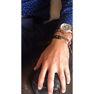 Alban Leather Strap for Wallet Clutch Wristlet Purse Keys Keychain - 2 Clip Strap - Black Silver