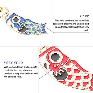 Veemoon 2pcs Cell Phone Charms Chain Japanese Koinobori Carp Streamer Hanging Pendant Phone Lanyard Cell Phone Strap for Phones ID Badge Bags Decor