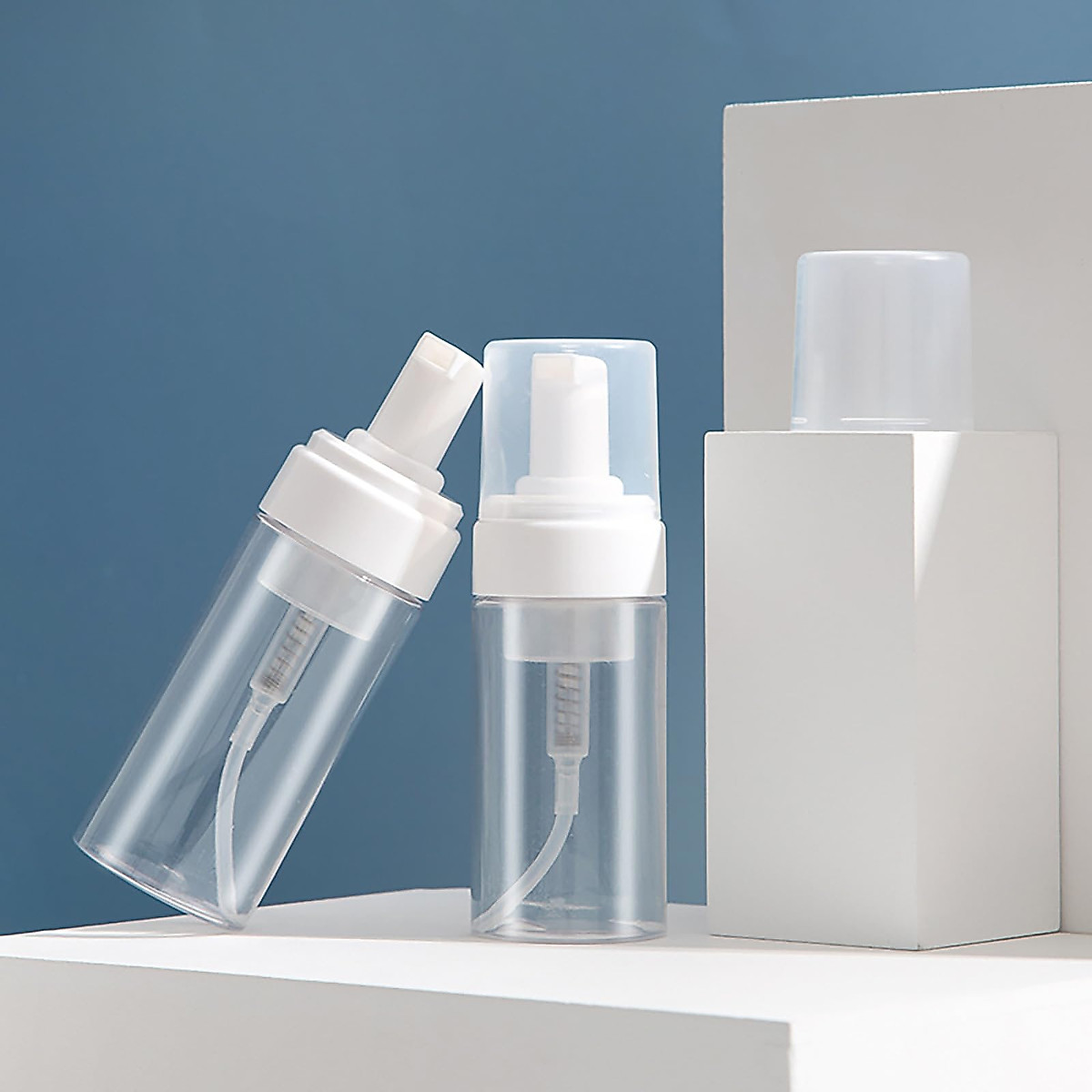 2 Pcs 3.4oz Foam Pump Bottle Travel Foam Pump Bottle Pump Bottle Clear Plastic Press Foaming Soap Pump Dispensers Travel Soap Liquid Bottle Shampoo, for Soap Foam Lotion Bathroom Accessory (100ML)