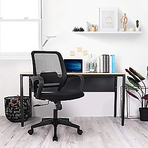neo chair Office Chair Ergonomic Desk Chair Mesh Computer Chair Lumbar Support Modern Executive Adjustable Rolling Swivel Chair Comfortable Mid Black Task Home Office Chair, Black