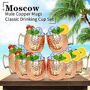 Moscow Mule Copper Mugs- Set of 8 Copper Plated Stainless Steel Mug 18oz, for Chilled Drinks (8 pcs)