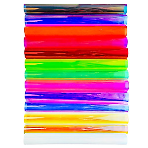 HYANG Holographic PVC Clear Jelly Vinyl Fabric 14Pcs/Set A4 8" X 12" (21 cm x 30 cm) Thickness: 0.3mm PVC Fabric for Making Handbags, Earrings, DIY Projects