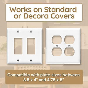 Storage Theory Power Perch Double Outlet Shelf - Convert Your Outlet into Display Shelves - Alexa Speaker Stand, Electric Toothbrush Holder - Light Socket Shelf 2 Pack, White