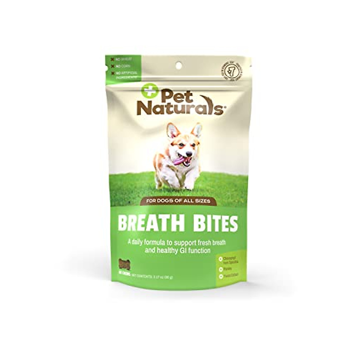 Pet Naturals Breath Bites Breath Freshener for Dogs, 60 Chews - Fresh Breath, Healthy GI Support and Dental Health