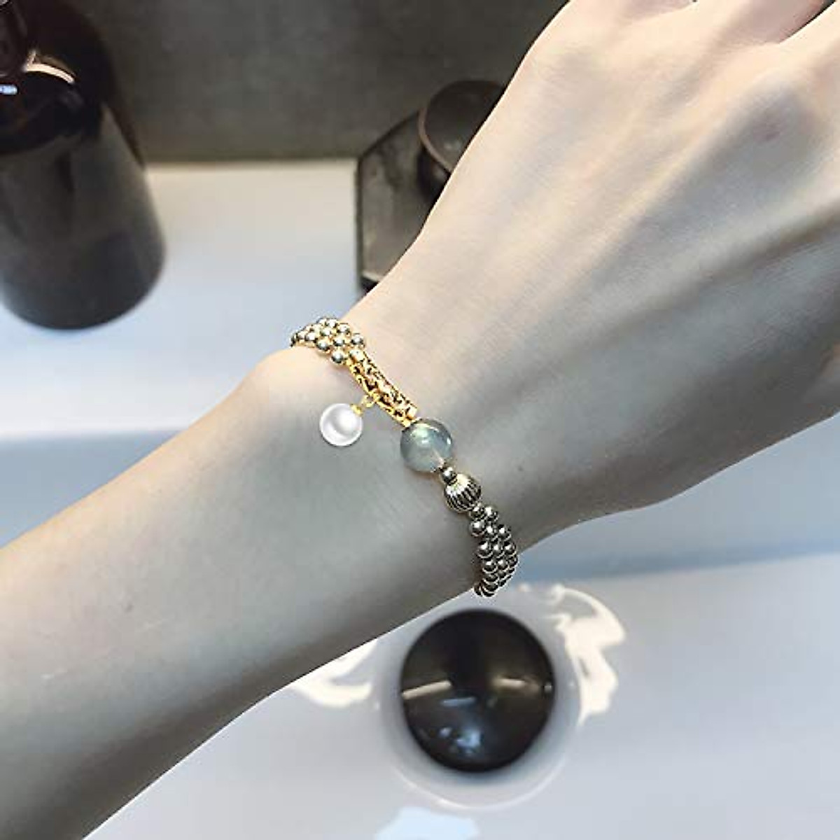 Tibetan Bail Connector,50pcs Antique Golden Tube Bail Beads Alloy Hanger Links Long Hollow Spacer Beads with Loop for Bracelet Necklace DIY Jewelry Making,10x7x25mm