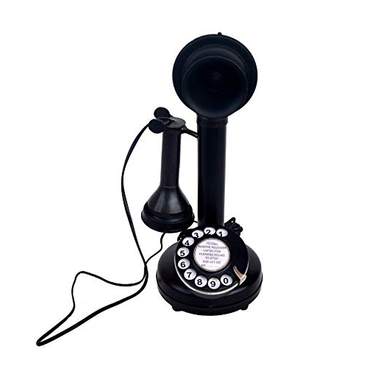 Antique Replica Rotery Dial Home Decor Candlestick Antique Finish Desk Telephone (Black 1)