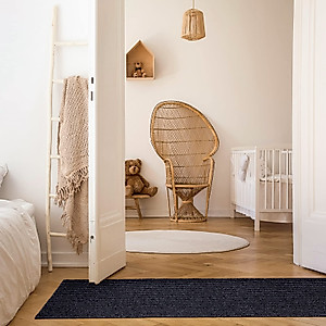 Nuanchu A Roll Large Semi-Finished Striped Door Mat Waterproof Entry Mat with Rubber Lining, Indoor and Outdoor Rug for Wet Weather, Entrance Shoe Scraper, Kitchen, Bathroom, 22 x 59 Inch (Black)