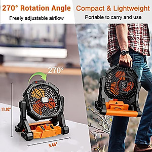 Dr. Prepare Portable Fan for Tent Camping, Rechargeable Battery Operated Fan with LED Lantern& Hanging Hook, 4 Speeds Outdoor Floor Fan, 270° Head Rotation, 10400mAh USB Desk Fan for Fishing, Travel