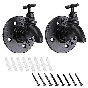 Sumnacon 2 Pcs Industrial Pipe Coat Hook Racks- Heavy Duty Rustic Hat Robe Towel Holder Hanger, Wall Mounted Clothing Racks with Hardware for Home, Office, Electroplated Black Finish