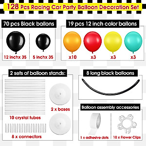 WinnerWhy 179 Pcs Racing Birthday Party Decorations Includes 141 Traffic Lights Balloon Stand Set 12 Traffic Cones 24 Racing Waving Flags 1 Grid String Flags 1 Racetrack Floor Runner