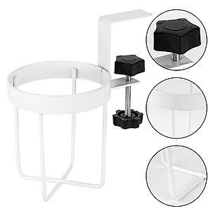 GlobleGarden Desk Cup Holder, White Metal Drinking Bottle Stand Clip, Desk Storage Rack, Tableside Teacup Fixing Clip, Table Edge Cup Holder Clip (White)