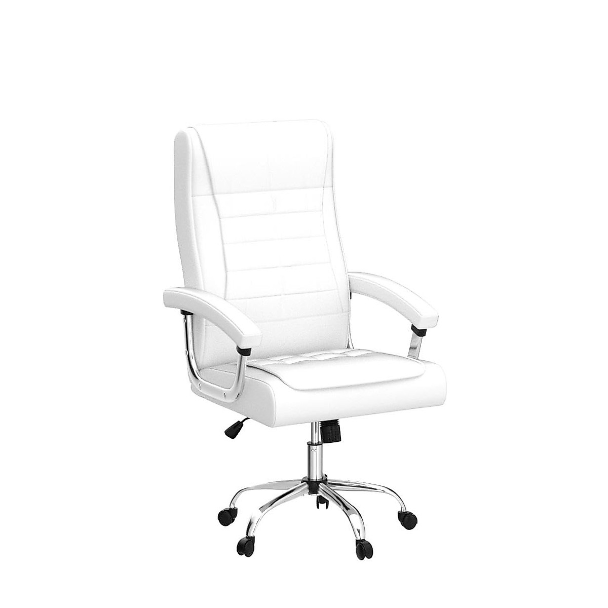 PUKAMI Big and Tall Office Chair,350lbs Leather Office Chair for Heavy People,High Back Executive Desk Chair,Adjustable Home Office Chair with Armrest,Swivel Computer Chair with Spring Seat(White)