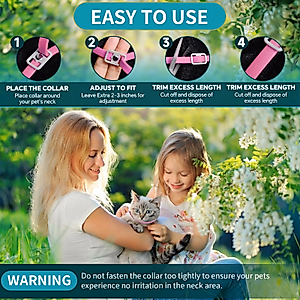 4 Pack Flea Collar for Cats, Cat Flea and Tick Collar 8 Months Cat Flea Collar Treatment Prevention, Adjustable Waterproof Cat Flea Collar Kitten Natural Tick and Flea Collar for Cat (Pink&Purple)