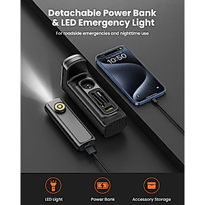 Tire Inflator Portable Air Pump: 2024 Updated SOWINK 150 PSI Electric Cordless Compressor 7800mAh Rechargeable Battery Operated, Fast Inflation Auto Shut-Off Bike Pump for Car, Bicycle, Motorcycles