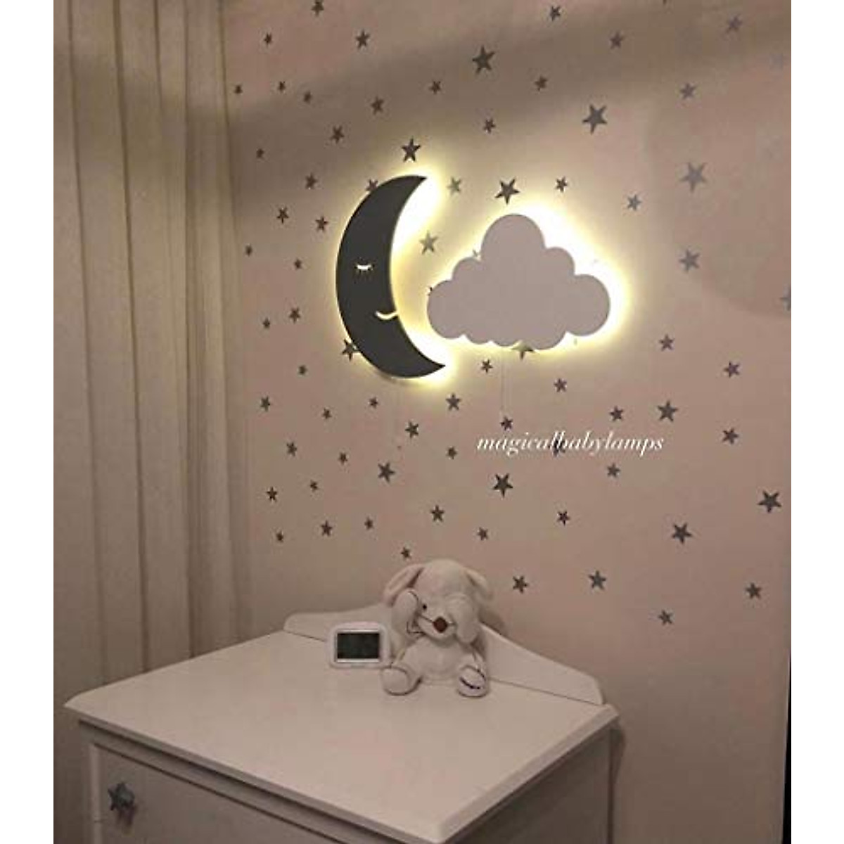 BugyBagy White Cloud Night Light for Nursery - Cloud Shape Battery Operated LED Bedroom Wall Night Light
