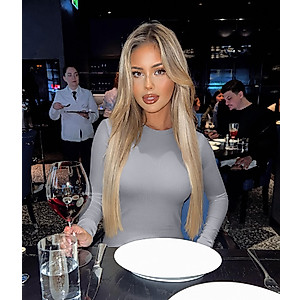 OQQ Womens 3 Piece Long Sleeve Tops Crew Neck Stretch Fitted Underscrubs Layer Tee Shirts 2025 Casual Outfits Black Grey White