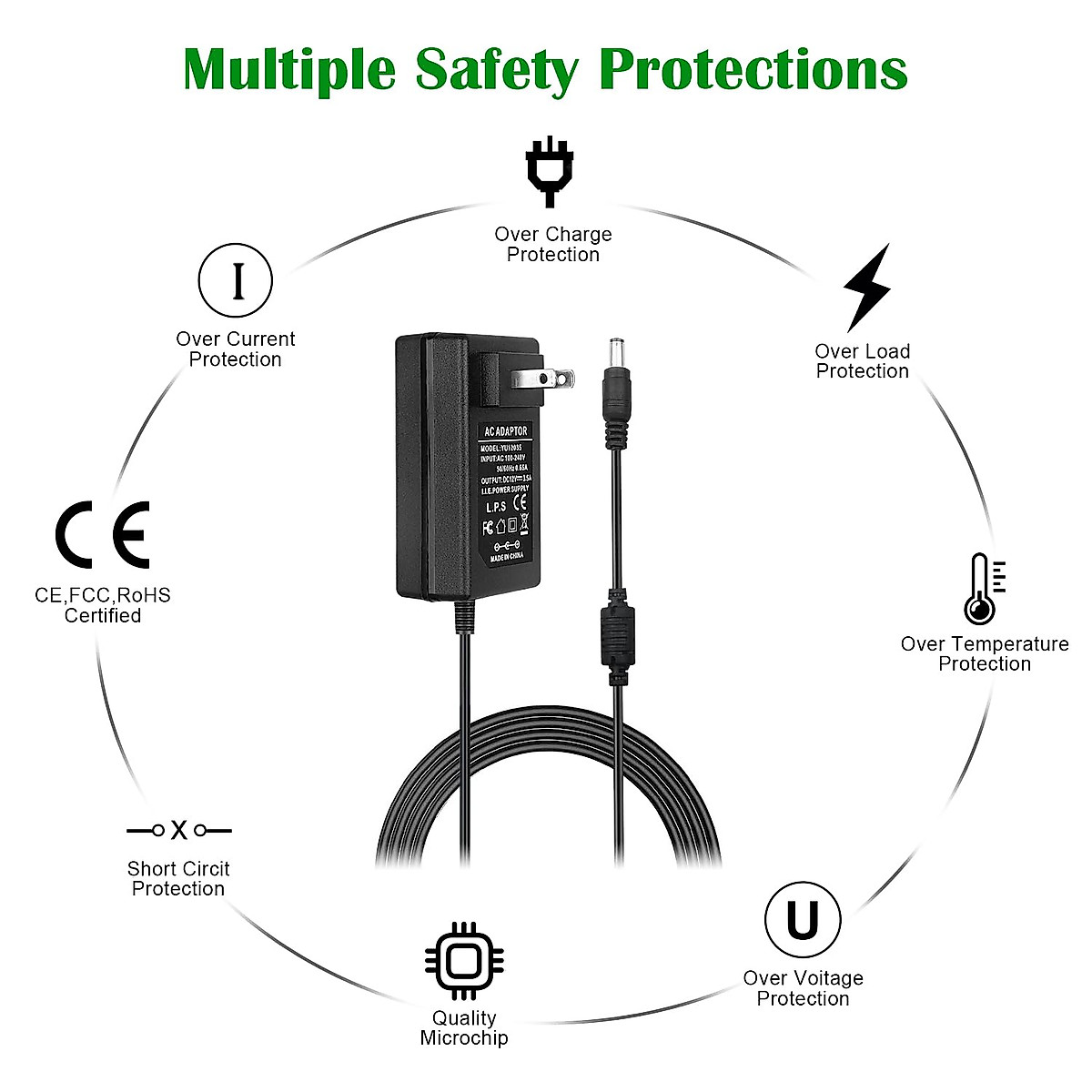 12V 3.5A Power Supply Adapter - LeTaoXing AC 100V-240V Converter DC 12V 2.5A 3A 3.5A(Max) Wall Charger 12V/3.5A for Netgear Nighthawk Router Devices R6700 R6900 R7500 C6900 C7000 (6.6FT Cord)