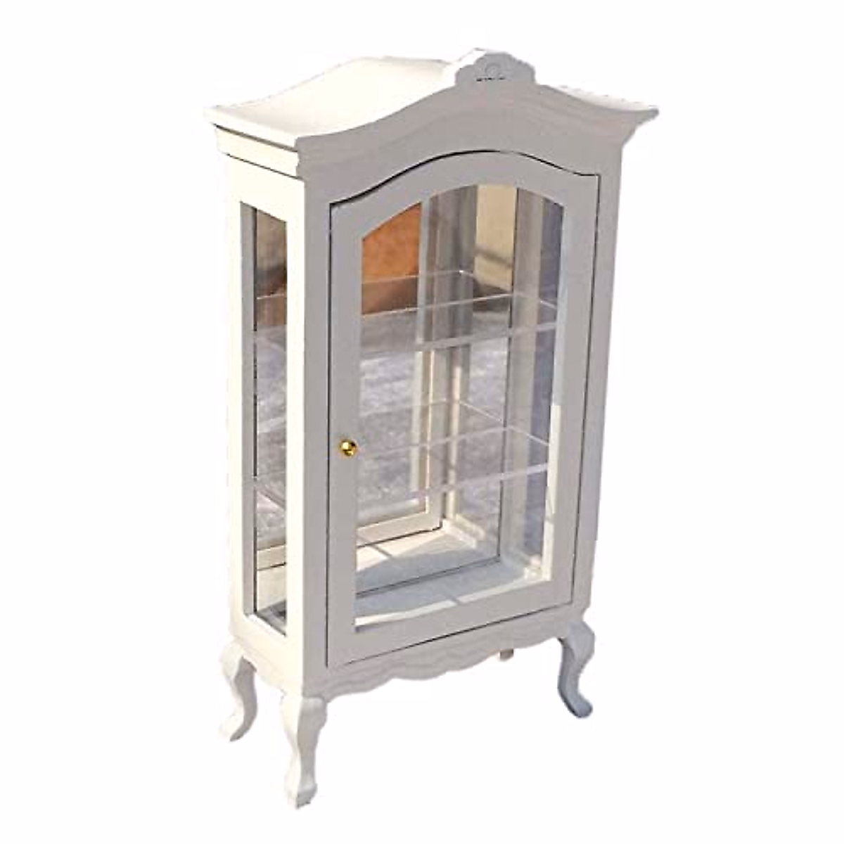 Miniature Furniture Display Shelf 1:12 Wooden Cabinet with Mirror & Three Shelves Bookshelf Dollhouse Display Stand Decoration Accessories Mini Diningroom Scene Ornaments