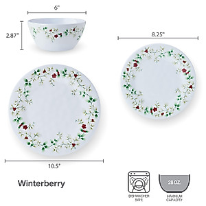 Pfaltzgraff Winterberry 24 Piece Outdoor Melamine Dinnerware Set, Service for 8