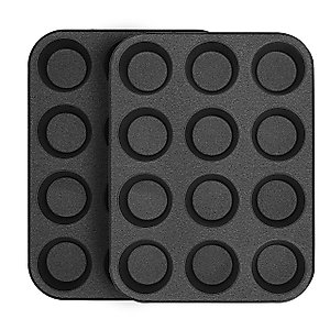 G & S Metal Products Company ProBake Set of Two Teflon Xtra Nonstick 12-Cup Muffin Pans, Dark Gray, PB230-AZ