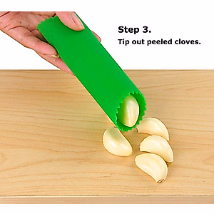 Sinnsally Garlic Peeler Skin Remover Roller Keeper,Easy Quick to Peeled Garlic Cloves with Best Silicone Tube Roller Garlic Peeling Kitchen Tool(3 Colors)