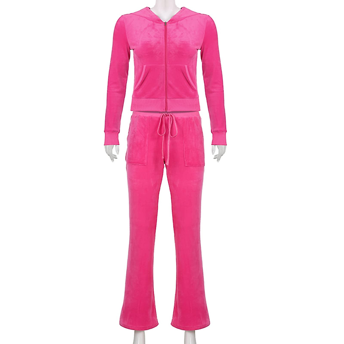 Women's 2 Piece Velour Tracksuit Set Heart Print Long Sleeve Zipper Hoodie Cropped Jacket and Sweatpants Y2K Sweatsuit Set (B-Pink, Medium)