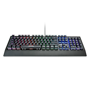 ENHANCE Mechanical Gaming Keyboard - Theorem Backlit LED RGB Gateron Blue Switches - Programmable Macros, Brushed Aluminum Metal, NKRO, Anti-Ghosting, Software Customization - 13 Lighting Effects