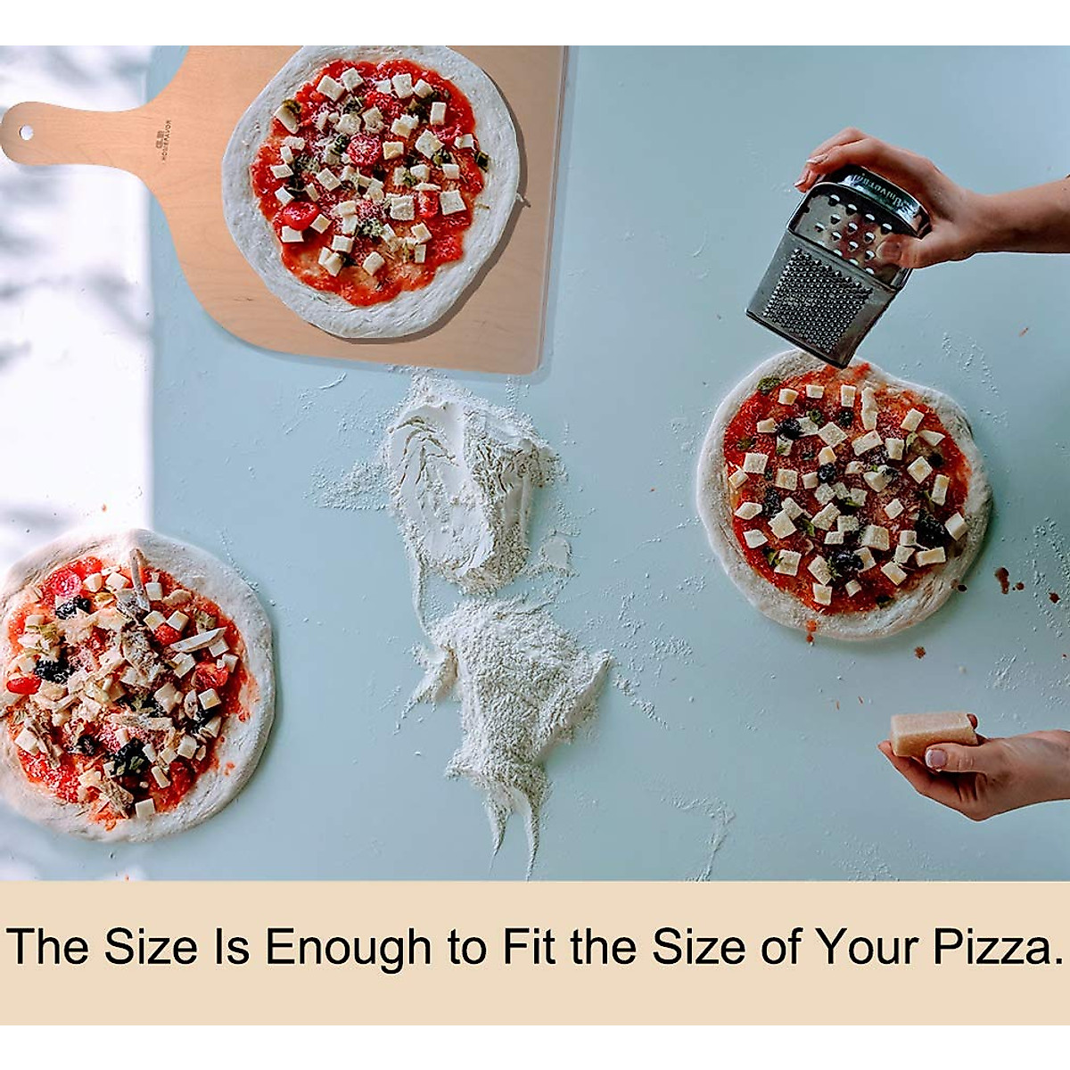 G.a HOMEFAVOR Premium Natural Wood Pizza Peel 12 inch, Large Pizza Paddle Spatula, Cutting Board for Baking Homemade Pizza and Bread - Set of 2