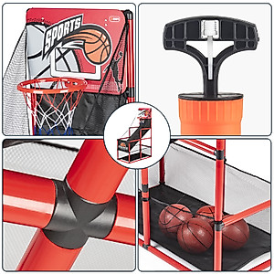 Hayuyuxo Kids Arcade Basketball Game Set with 5 Inflatable Balls,Indoor Outdoor Sports Toys,Basketball Hoop for Kids,Children's Basketball Stand,Easy Set Up Ideal for Games and Competition