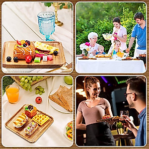 Linwnil Square Acacia Wood Plate,Wooden Trays Serving Platters Dinner Server Trays Dessert Cookie Snack Charcuterie Boards,7.8" x 7.8"