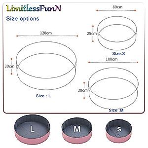 LimitlessFunN Kids Ball Pit Foldable Double Layer Oxford Cloth Play Ball Pool with Storage Bag (Balls Not Included) Playpen for Baby Toddlers (32 Inch, Small, Pink)
